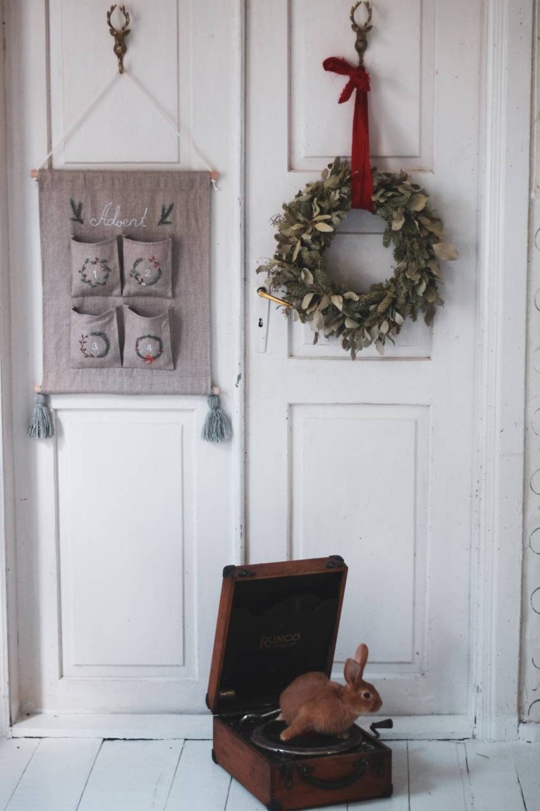 Rustic Advent Weeks Calendar , Natural Linen Advent Calendar With 4 ...