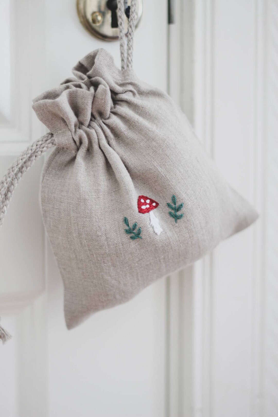 Reusable Drawstring Linen Bags With Hand Embroidery/ - Etsy