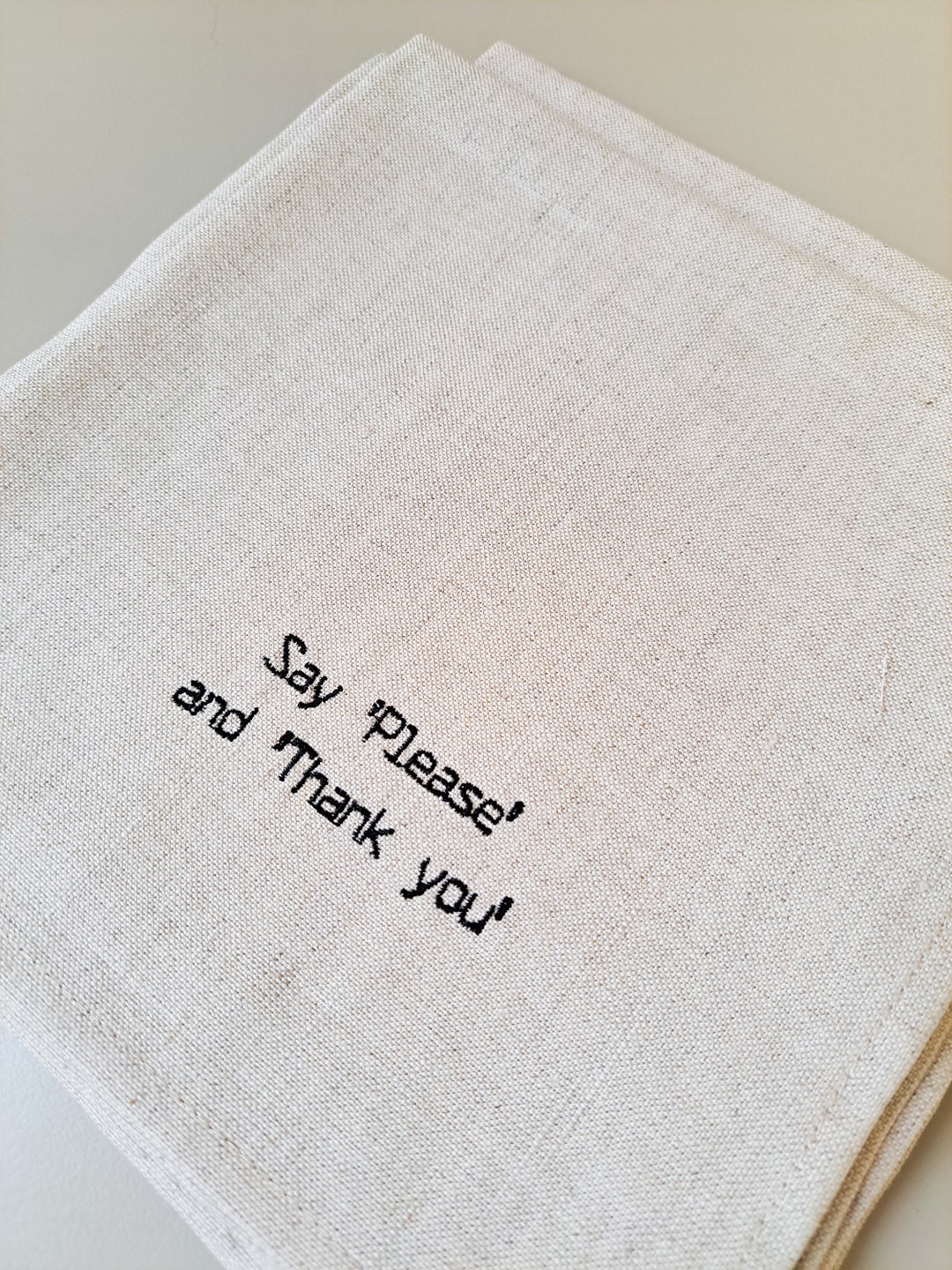 Personalized Table Manners Cocktail Napkins, Embroidered Linen Dinner ...