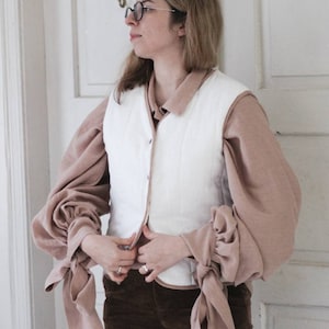 Linen Patchwork Quilt Vest for Adults/ Linen Quilted Waistcoat for ...