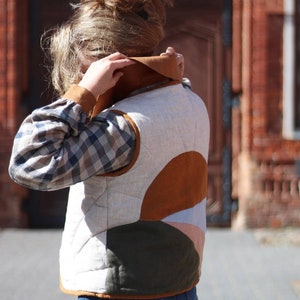 Boho Style Quilted Linen Vest, Vest for Women SUNSET, Handmade Spring ...