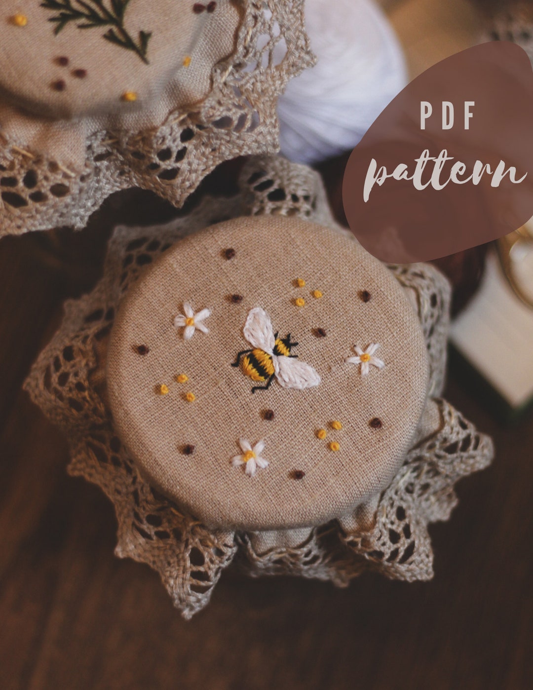 Simple Honey Bee and Bloom Stitch, Summer Spring Floral Embroidery ...