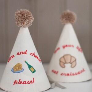 Embroidered Birthday Hat With Vine and Cheese, Adult Birthday Party Hat ...