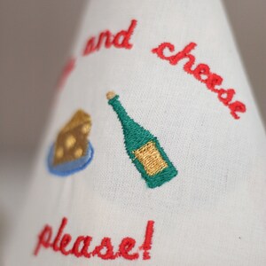 Embroidered Birthday Hat With Vine and Cheese, Adult Birthday Party Hat ...