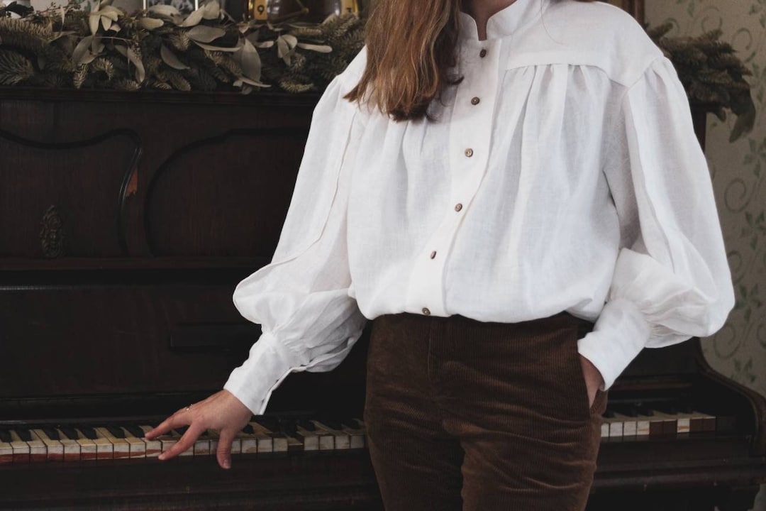 Victorian Blouse With Puffy Sleeves / Light Academia Poet Shirt ...