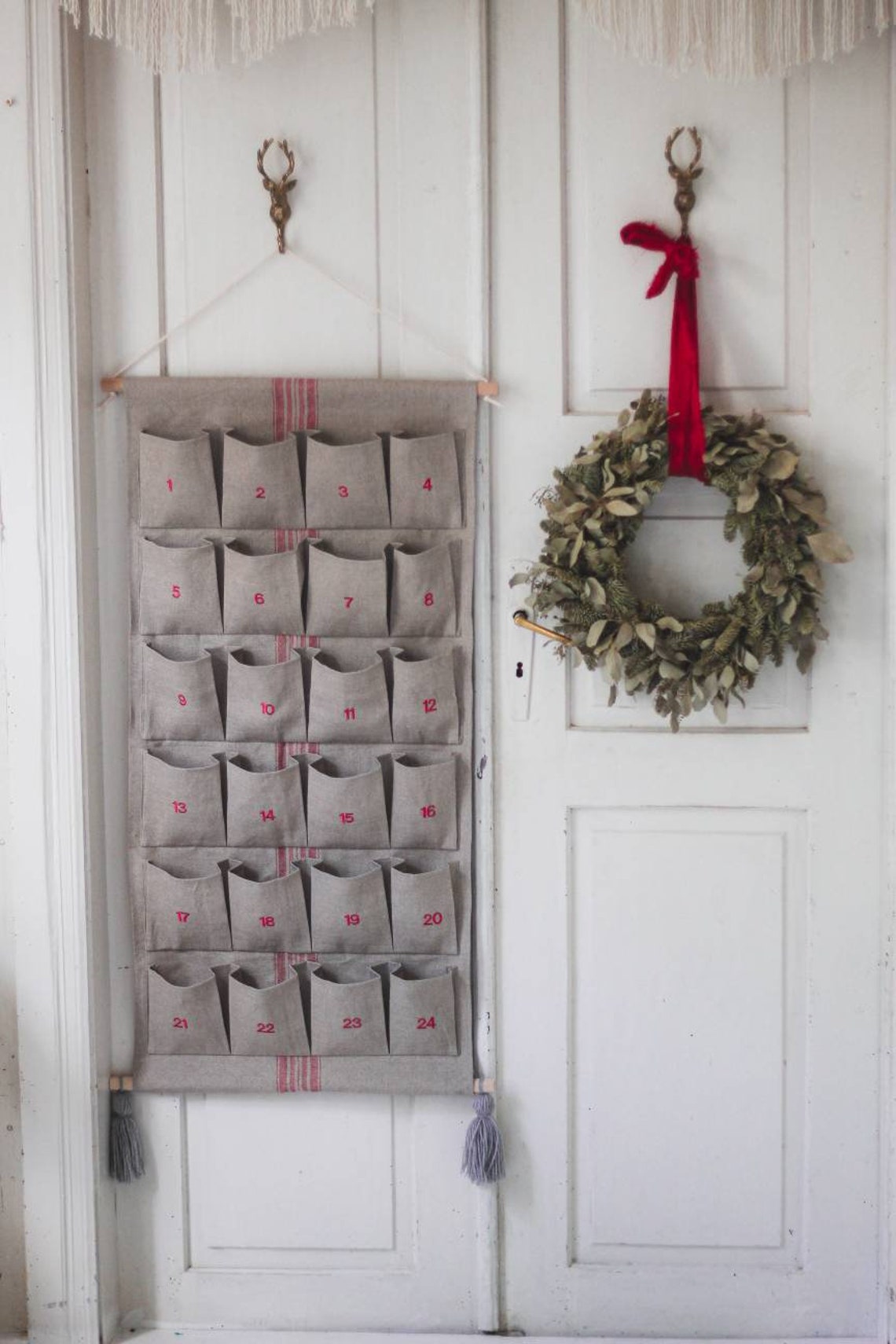 Nordic Style Advent Calendar, Natural Linen Advent Calendar, Large ...