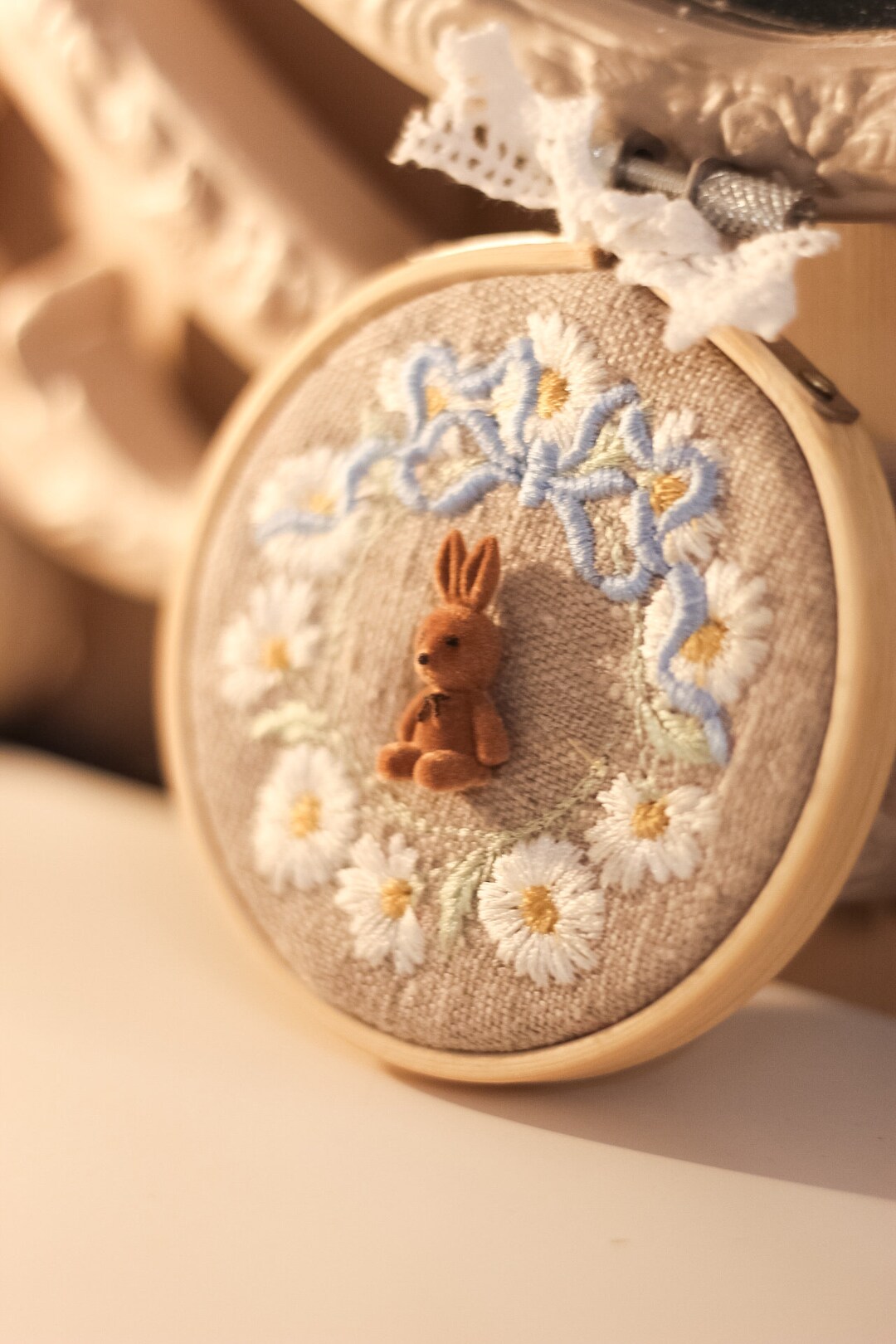 Cottagecore Easter Bunny Linen Ornament, Handmade Easter Decor ...