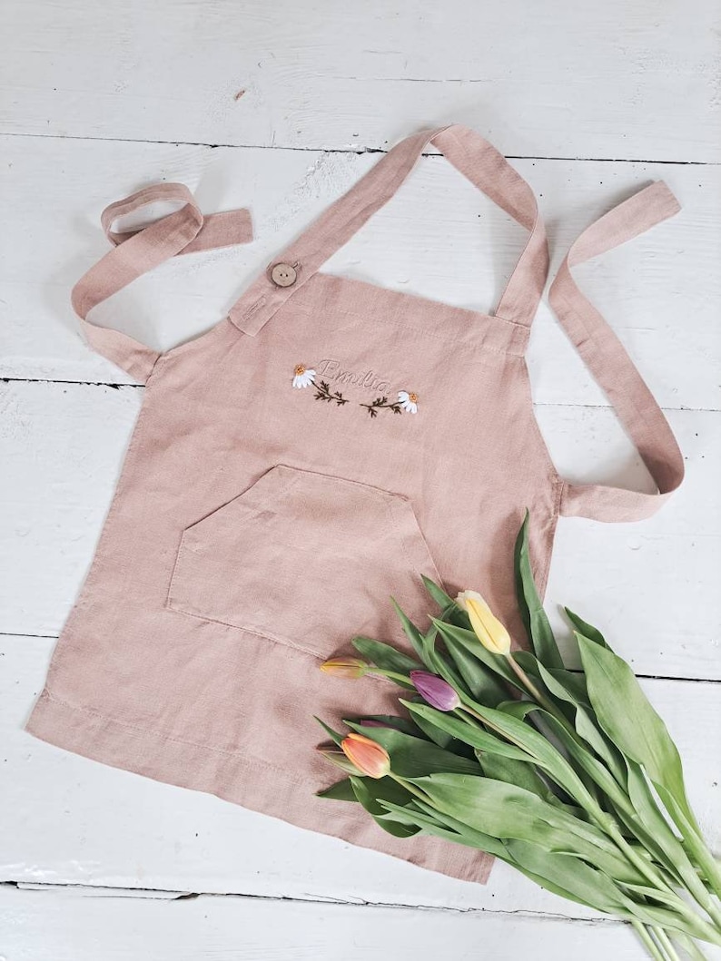 Personalized Linen Apron With Name Embroidery for Adults - Etsy
