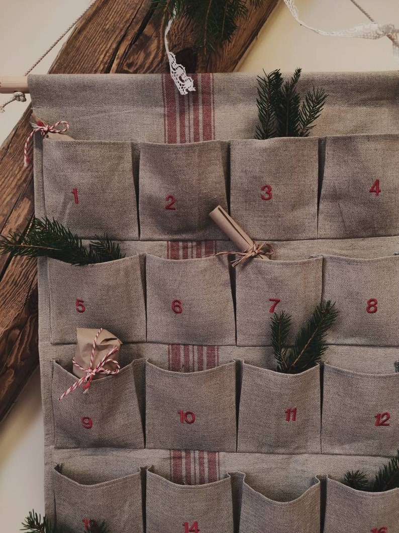 Nordic Style Advent Calendar, Natural Linen Advent Calendar, Large ...