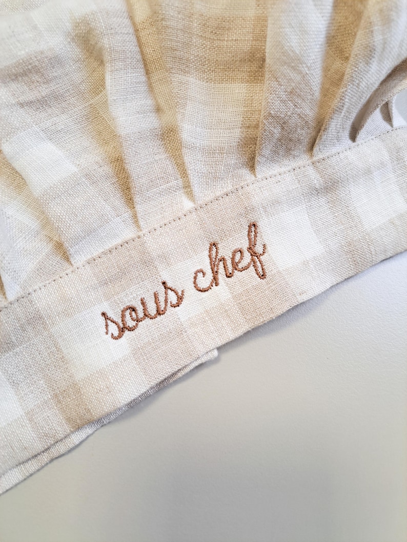 Personalized Gingham Linen Kids Apron & Chef Hat Set – Custom Name ...
