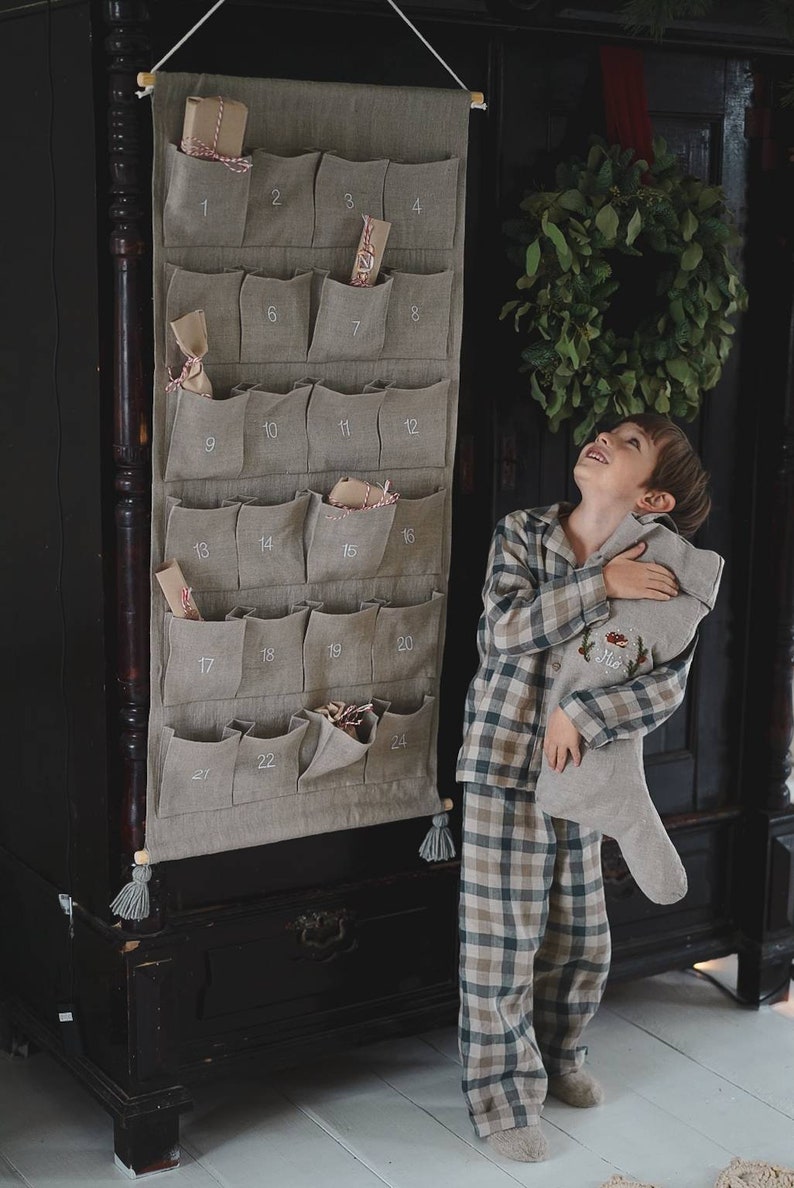 Rustic Advent Calendar / Natural Linen Advent Calendar / Large - Etsy