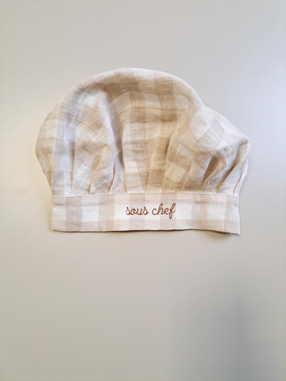 Personalized Gingham Linen Kids Apron & Chef Hat Set – Custom Name ...