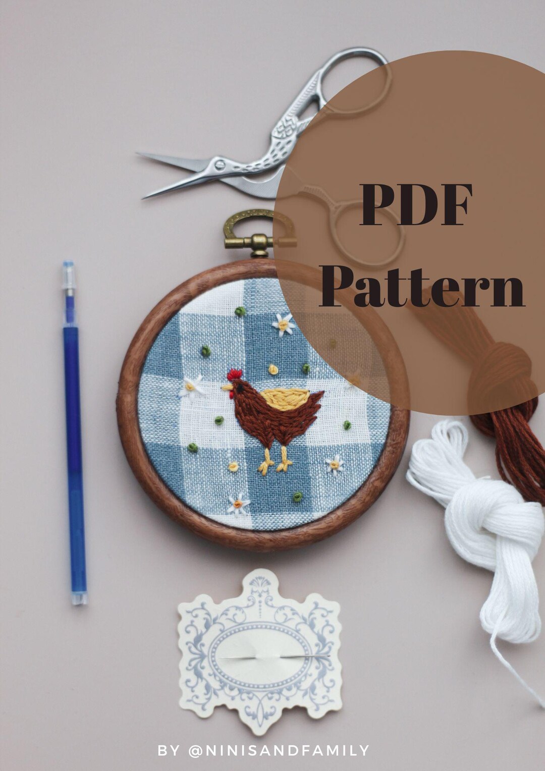 Tiny Chicken Embroidery Pattern PDF – Cottagecore Hoop Art for ...