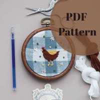 Chicken Hand Embroidery Pattern: DIY Floral Design (PDF Pattern) - Etsy