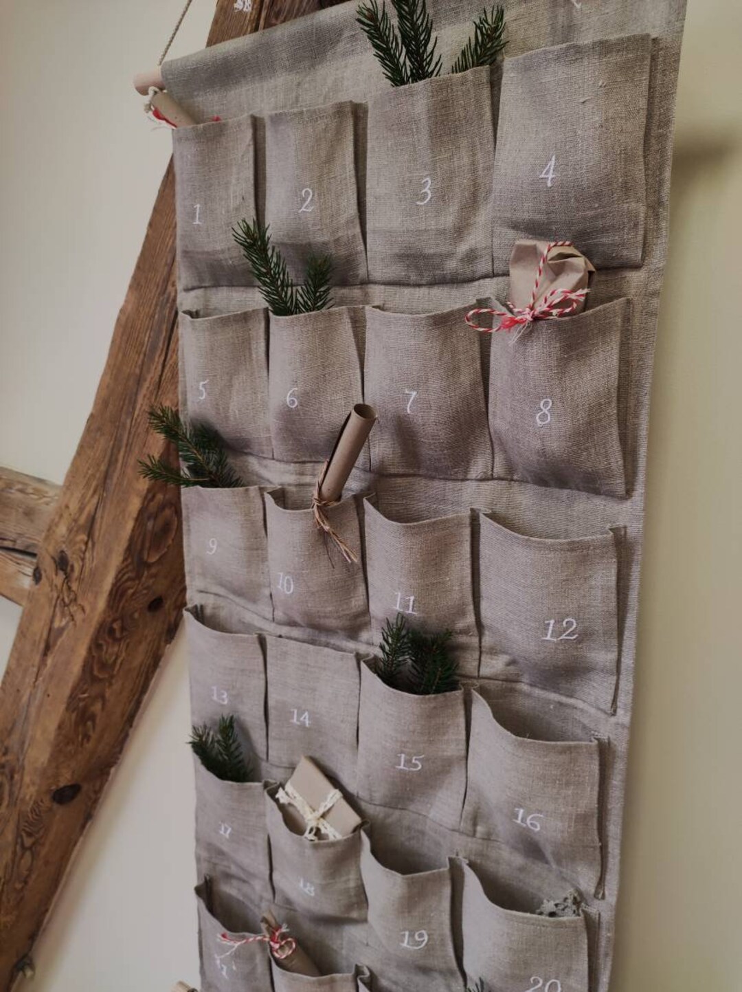 Rustic Advent Calendar / Natural Linen Advent Calendar / Large Advent ...