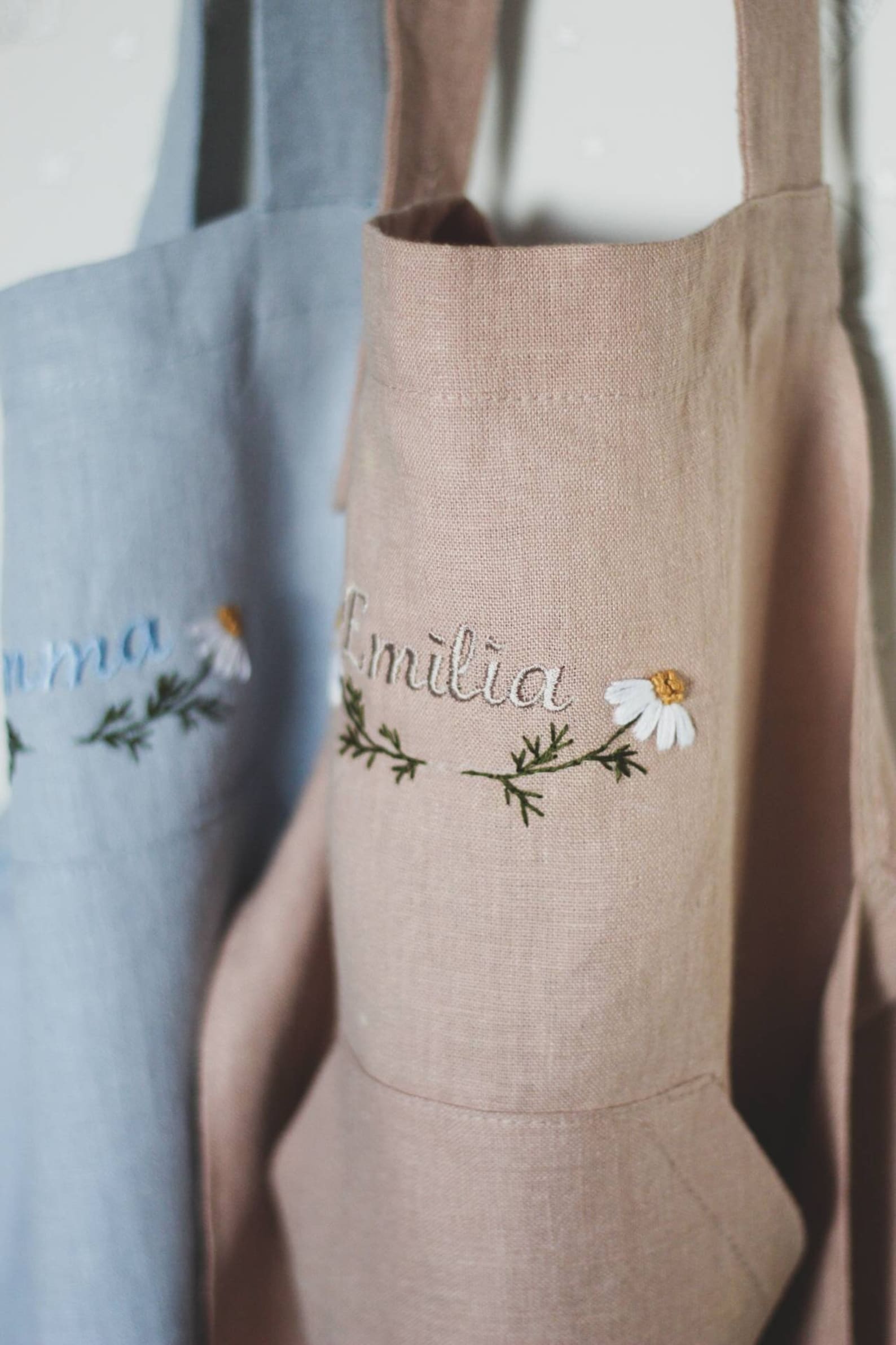 Custom Linen Aprons for Women, Personalized Embroidery Apron With ...