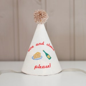 Embroidered Birthday Hat With Vine and Cheese, Adult Birthday Party Hat ...