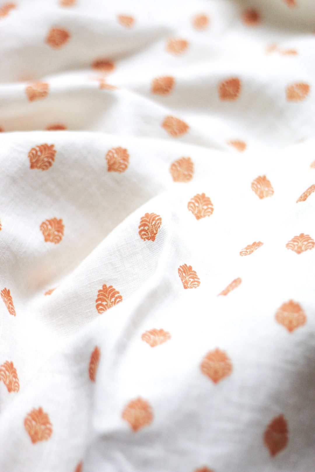 Block Print Linen Fabric, Modern Home Decor, Linen for Clothes, Sewing ...