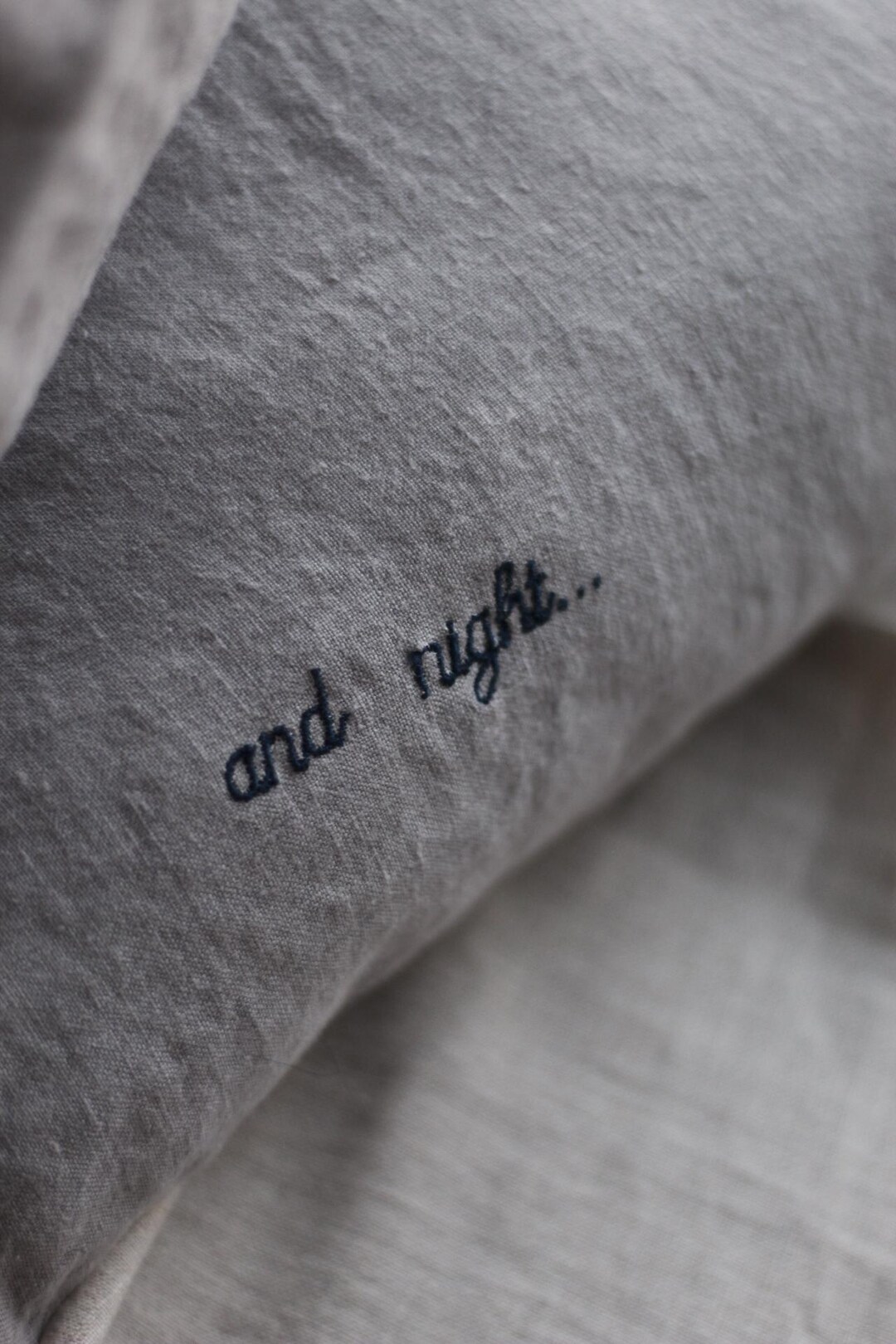 Personalized Linen Pillowcase, Embroidered With Your Text, Romantic ...