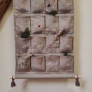 Rustic Advent Calendar With Hand Embroidered Details From Natural Linen ...