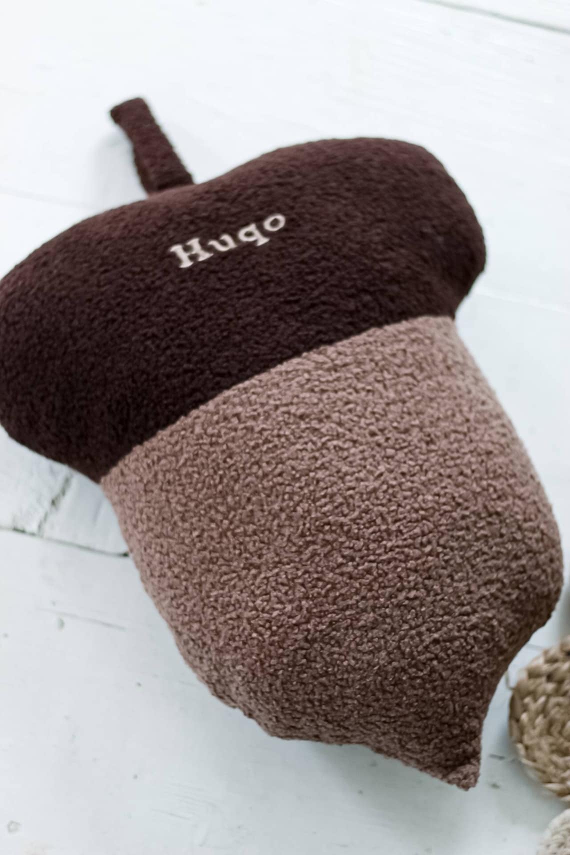 CUSTOM Teddy Boucle Pillow Acorn Sherpa Pillow With Name - Etsy