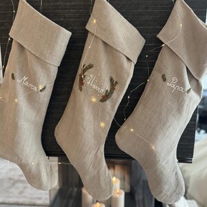 Personalized Christmas Stocking, Rustic Linen Christmas Stocking ...
