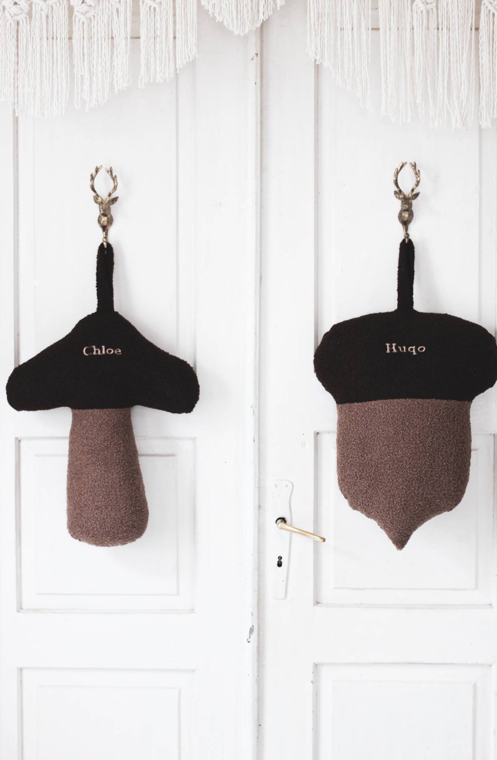 CUSTOM Teddy Boucle Pillow Acorn Sherpa Pillow With Name - Etsy