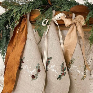 Personalized Christmas Stocking, Rustic Linen Christmas Stocking ...