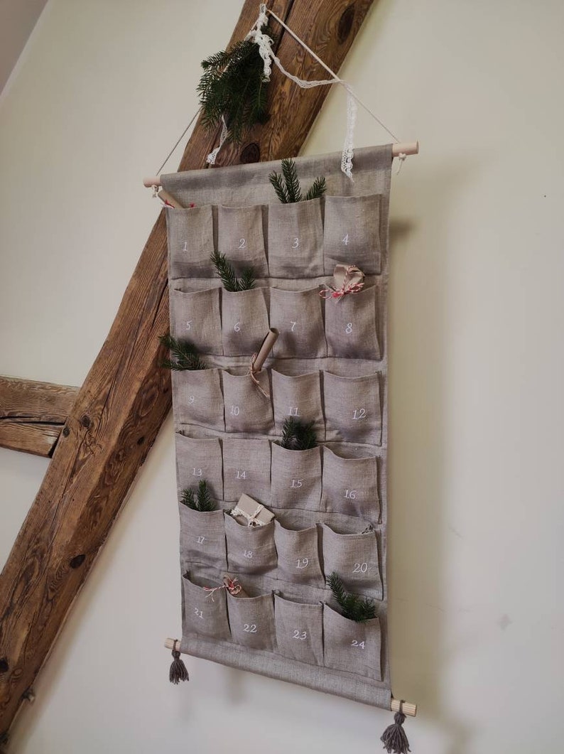 Rustic Advent Calendar / Natural Linen Advent Calendar / Large - Etsy