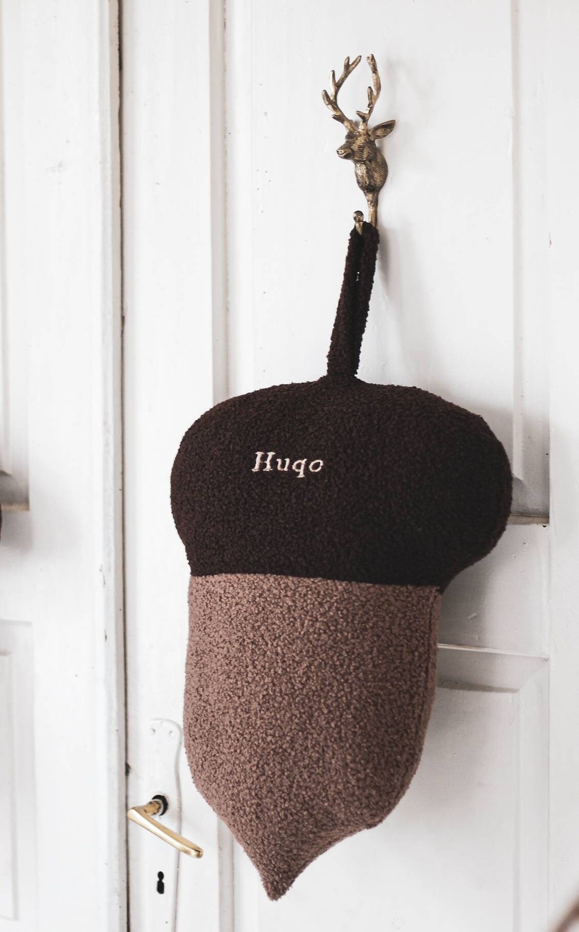 CUSTOM Teddy Boucle Pillow Acorn Sherpa Pillow With Name - Etsy