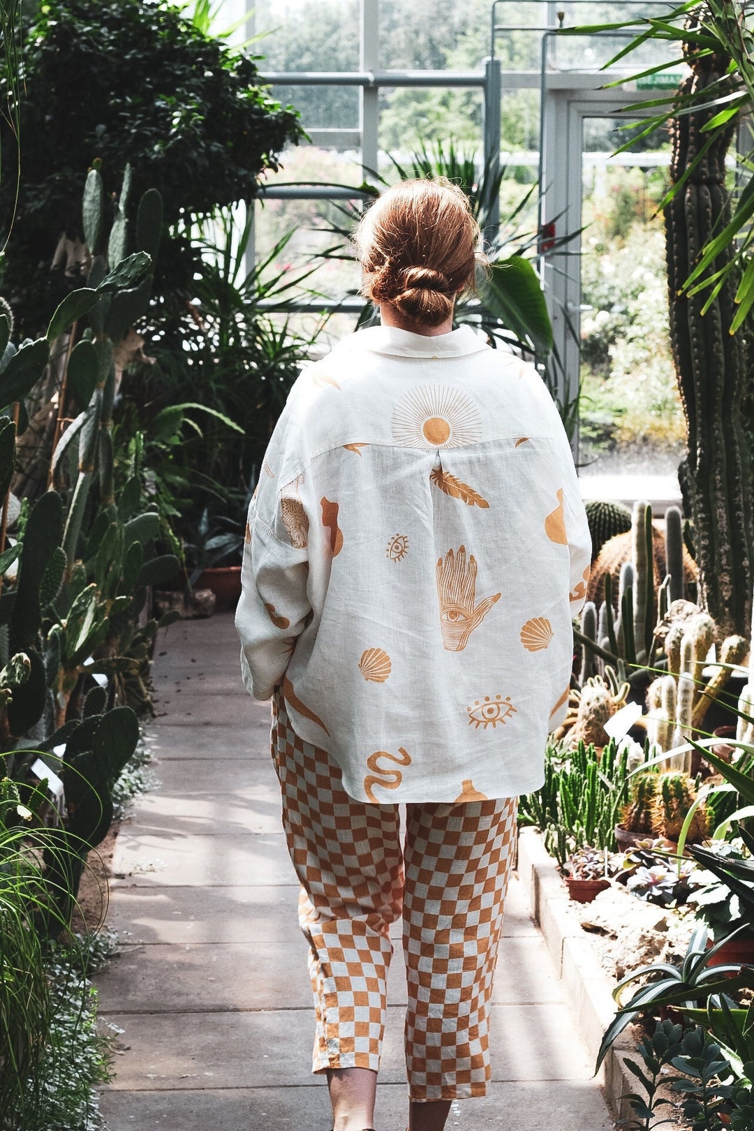 Boho Unisex Linen Shirt, Linen Shirt for Women With Original Print ...