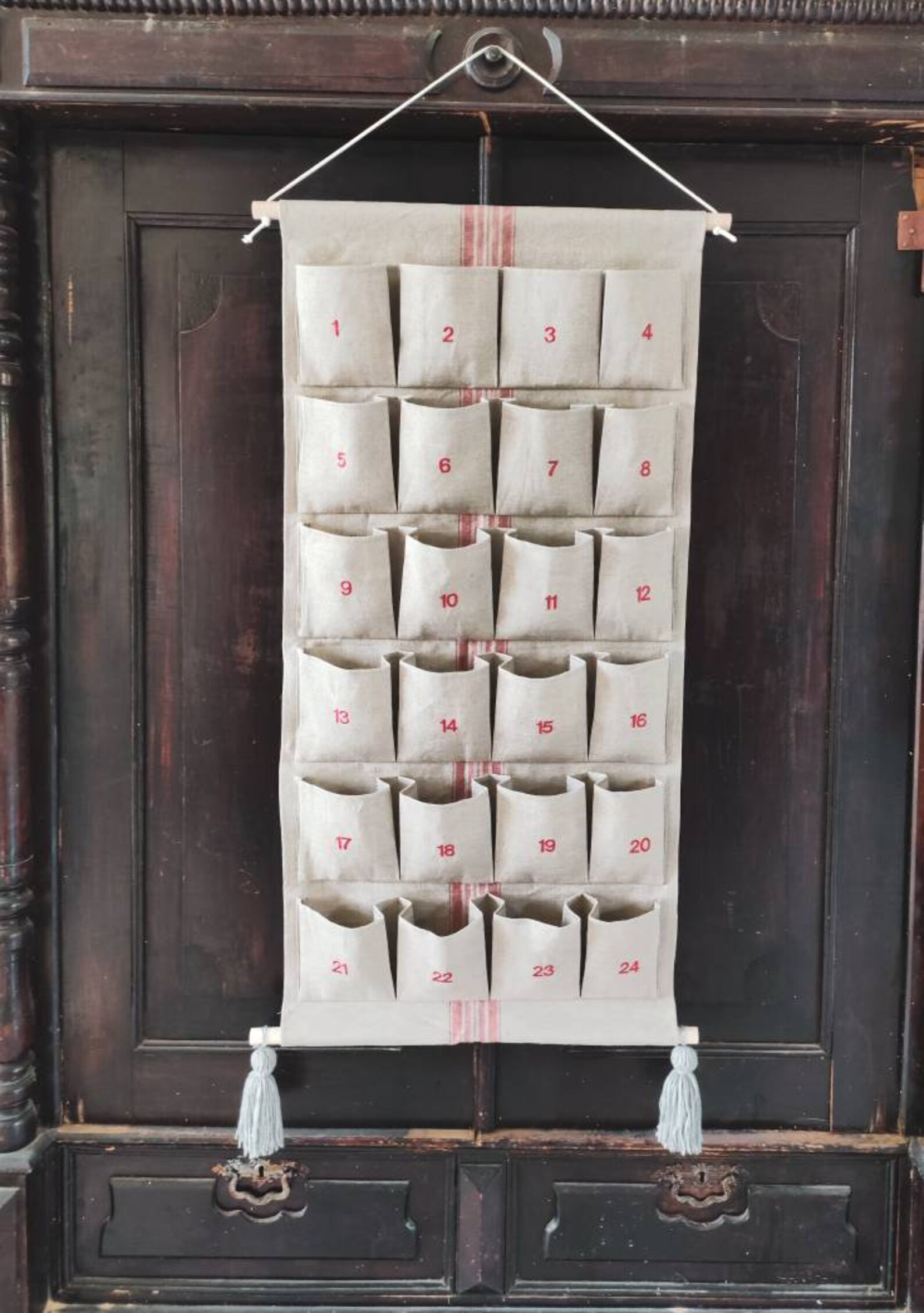Nordic Style Advent Calendar, Natural Linen Advent Calendar, Large ...