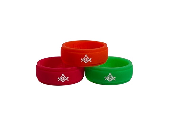 Masonic Rings Silicone pack of 3 Backfilled in White - Etsy