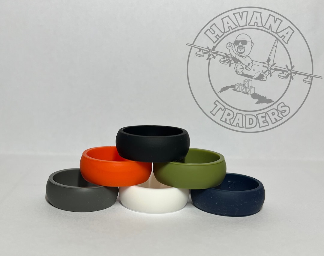Men's Silicone Wedding Band 6 Ring Set - Etsy