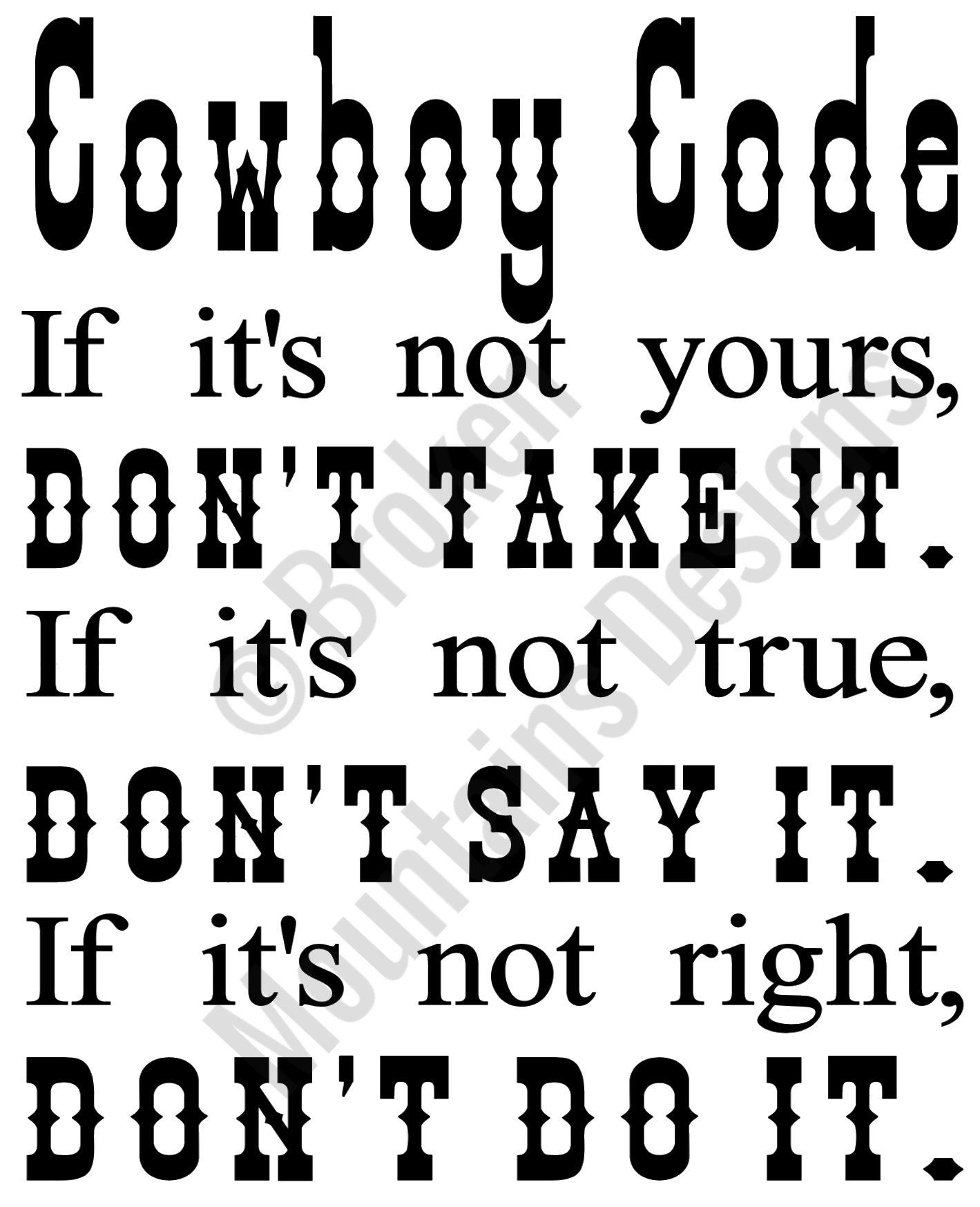 Cowboy Code/ Cut File/ Printable/ Jpeg/ Png/ Svg/ Cricut and - Etsy