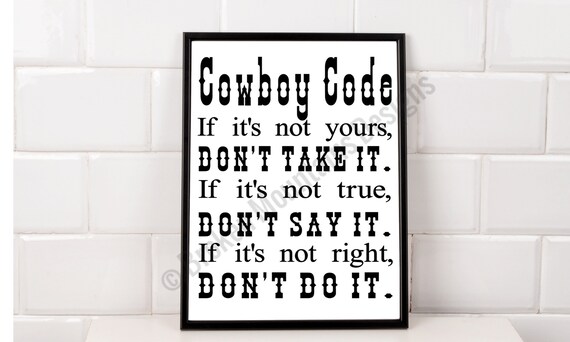 Cowboy Code/ Cut File/ Printable/ Jpeg/ Png/ Svg/ Cricut and - Etsy Canada