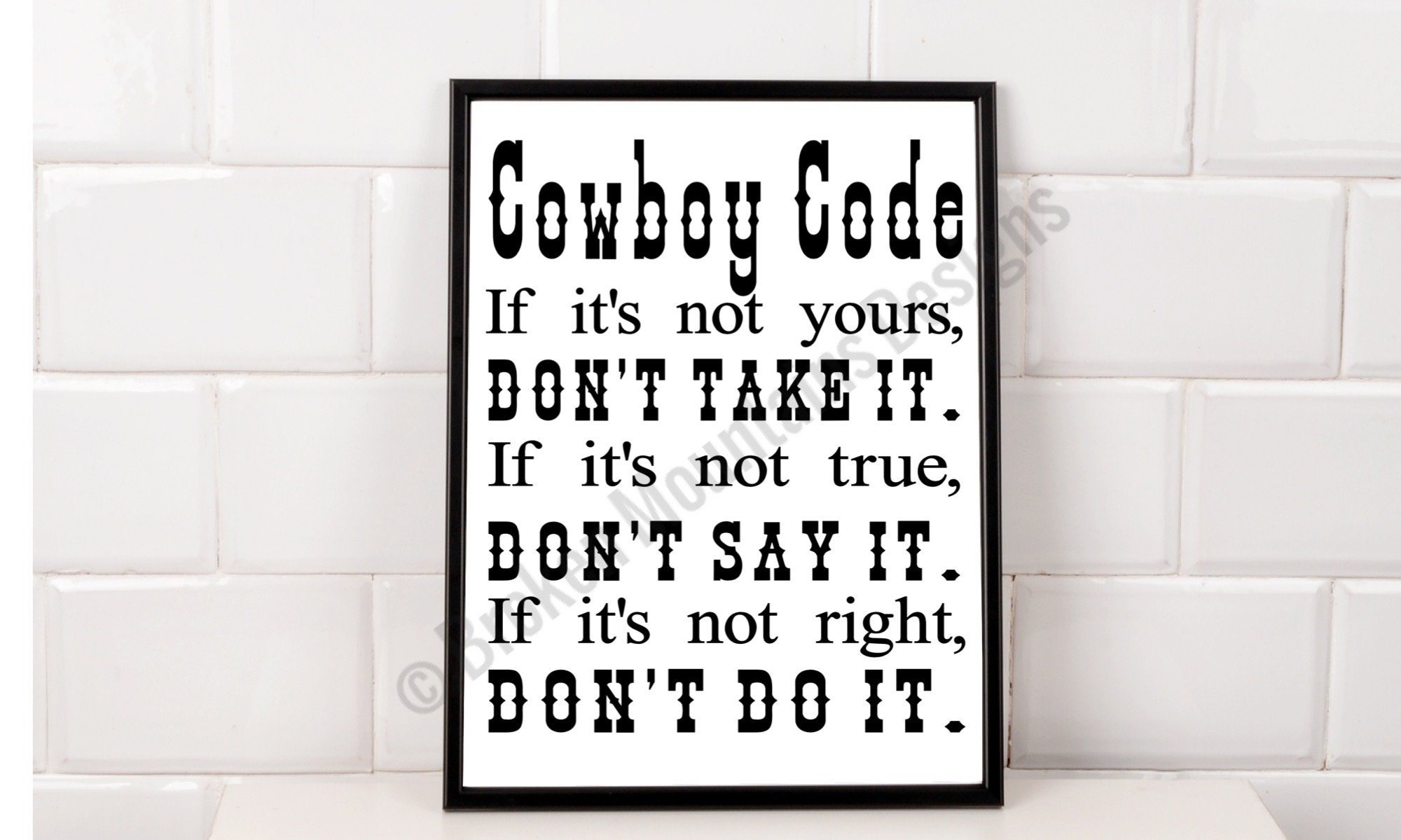Cowboy Code Printable Art: Western Wall Decor (digital Download) - Etsy