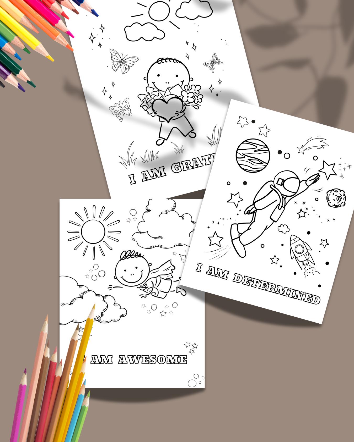 Positive Affirmation Coloring Pages | Kids Alphabet Activity | Mindful ...