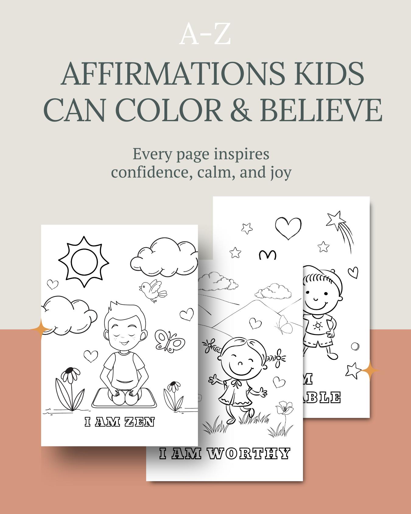 Positive Affirmation Coloring Pages | Kids Alphabet Activity | Mindful ...