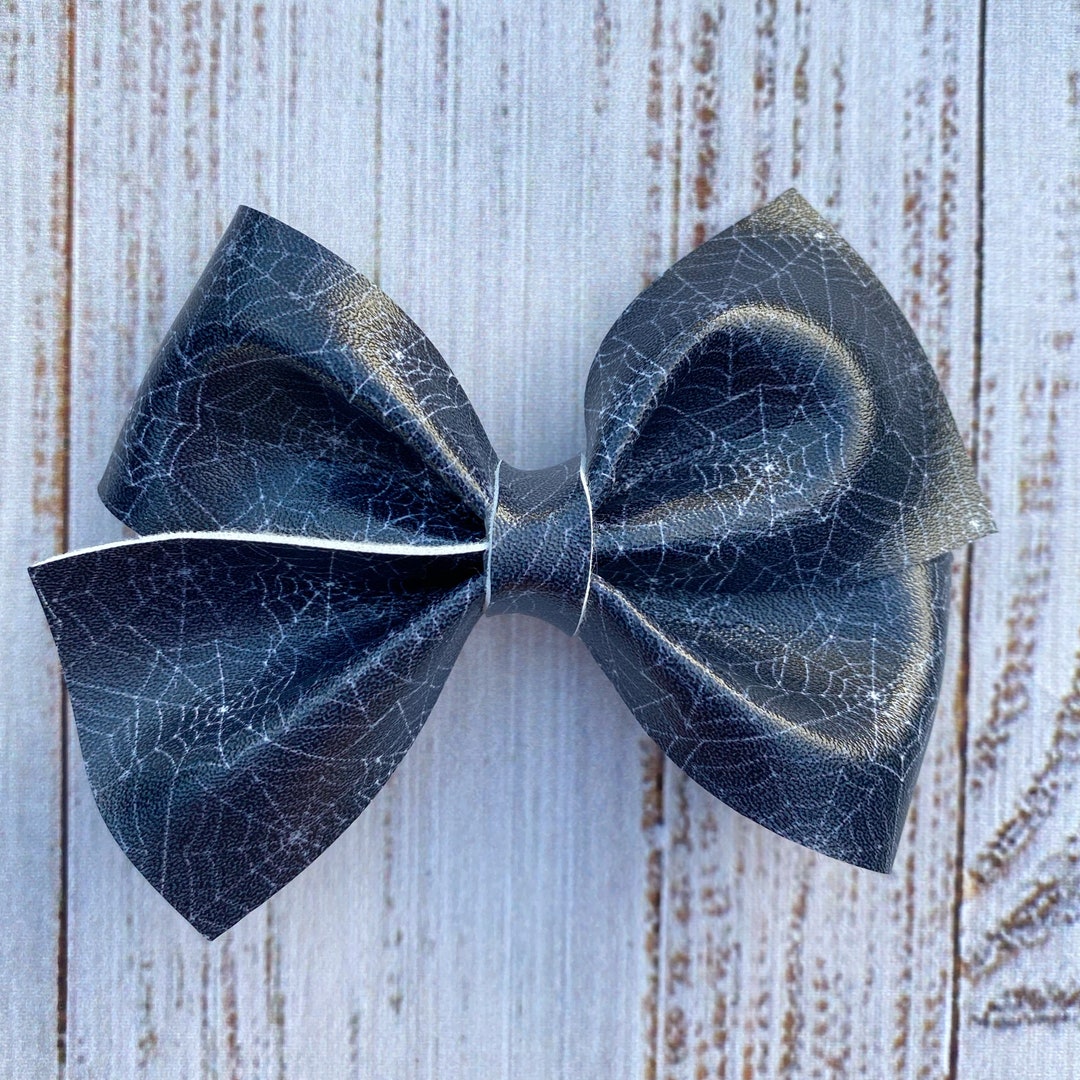 Spider Webs Faux Leather Hair Bow in Ella Style | Girls Hair Accessory ...