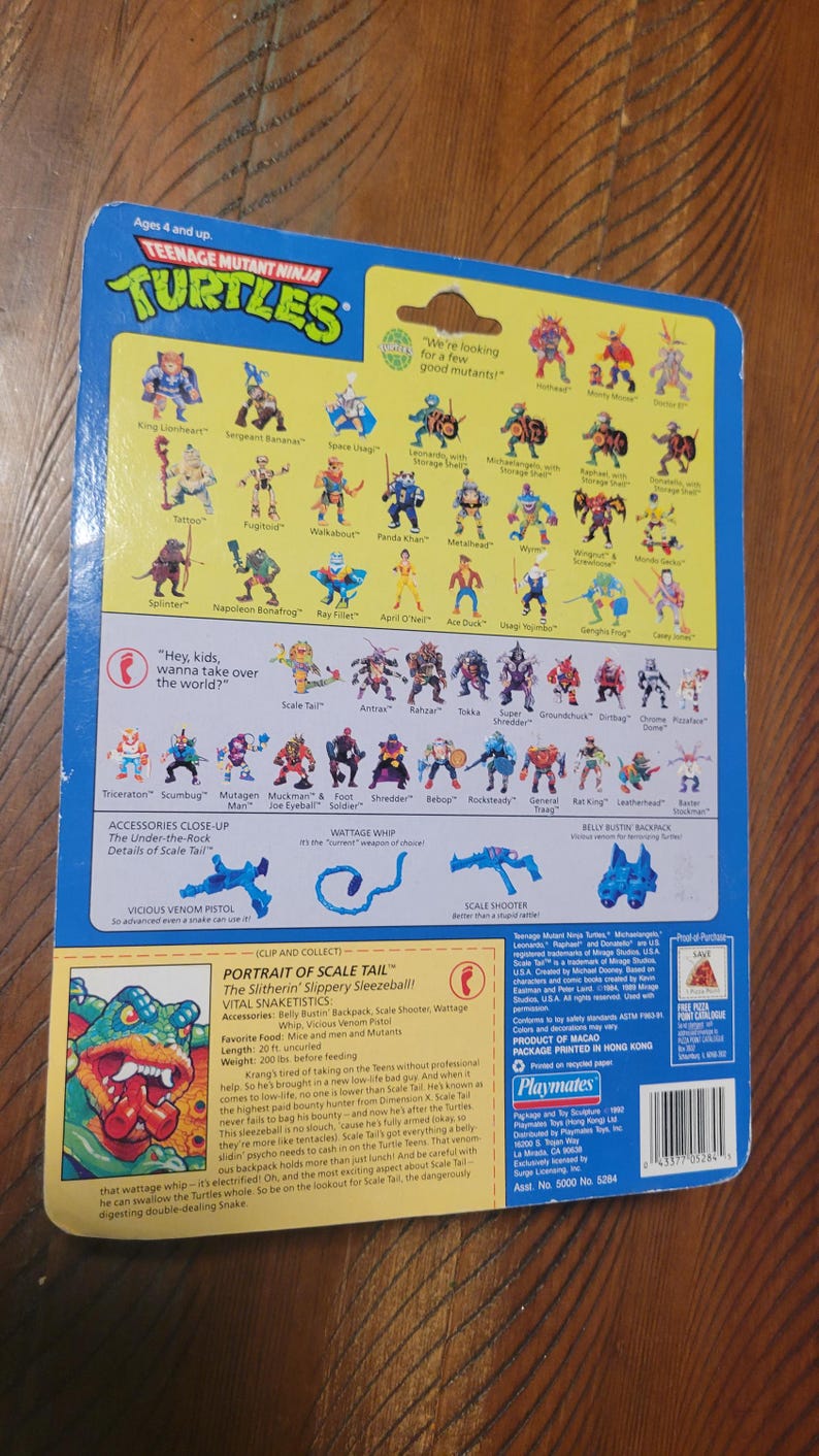 1992 TMNT Scale Tail Vintage Teenage Mutant Ninja Turtles Action Figure ...