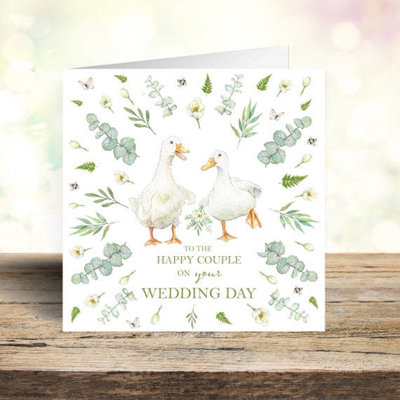 Duck Wedding Card Eucalyptus Flowers and More - Etsy