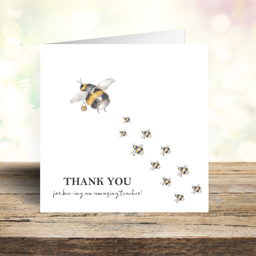 Bee Thank You Teacher Card - Bumble Bee Teacher Card - Etsy