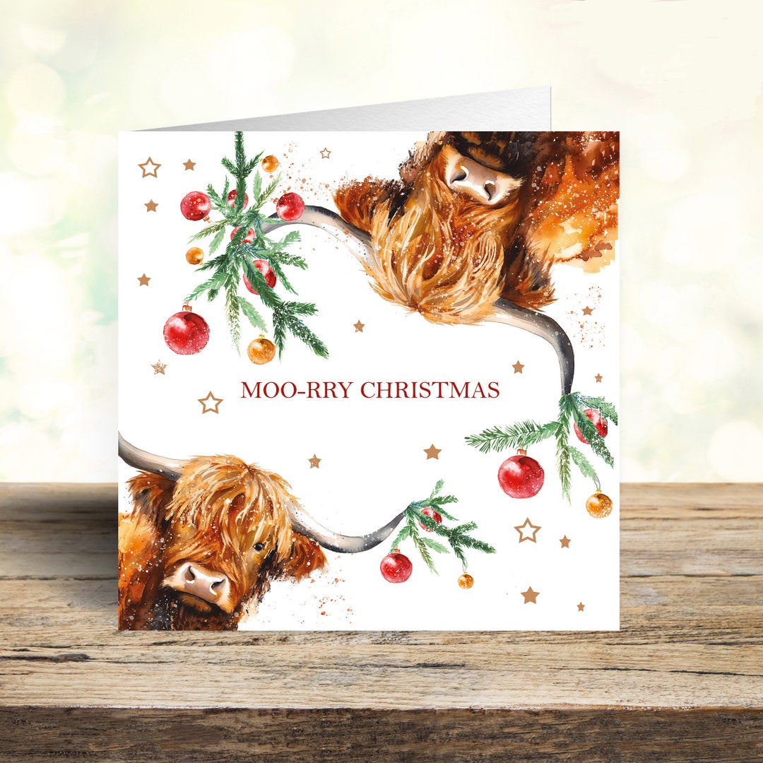 Highland Cow Christmas Card - Etsy UK