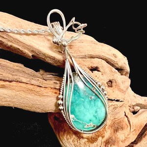 Variscite Stone Pendant Necklace Wire Wrapped in Argentium Sterling ...