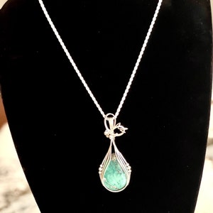 Variscite Stone Pendant Necklace Wire Wrapped in Argentium Sterling ...