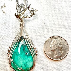 Variscite Stone Pendant Necklace Wire Wrapped in Argentium Sterling ...