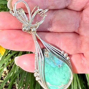 Variscite Stone Pendant Necklace Wire Wrapped in Argentium Sterling ...