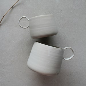 White Matte Pottery Coffee Mug Pattern Handmade Stoneware Mug Coffee ...