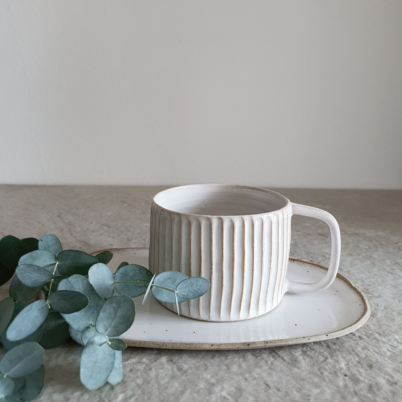 Shine White Pottery Coffee Cup Pattern Handmade Stoneware Cup - Etsy